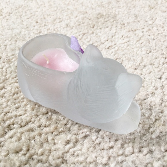 Emson | Accents | Vintage Emson Frosted Satin Glass Cat Candle Holder ...